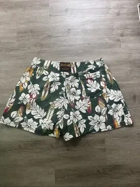 pacific line | Swim | Vintage Pacific Line Dark Green Floral Surf Print ...